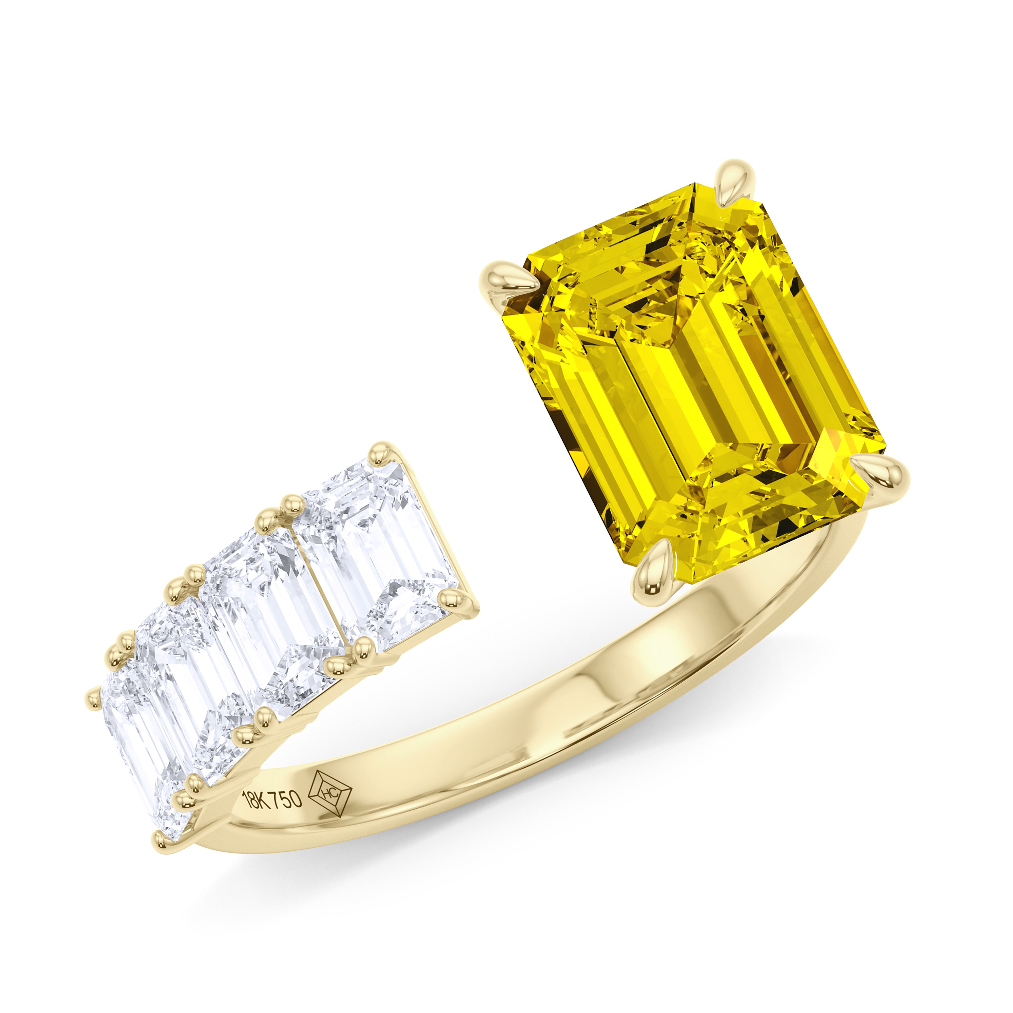 Floating Yellow Diamond Emerald Ring | Shop Now