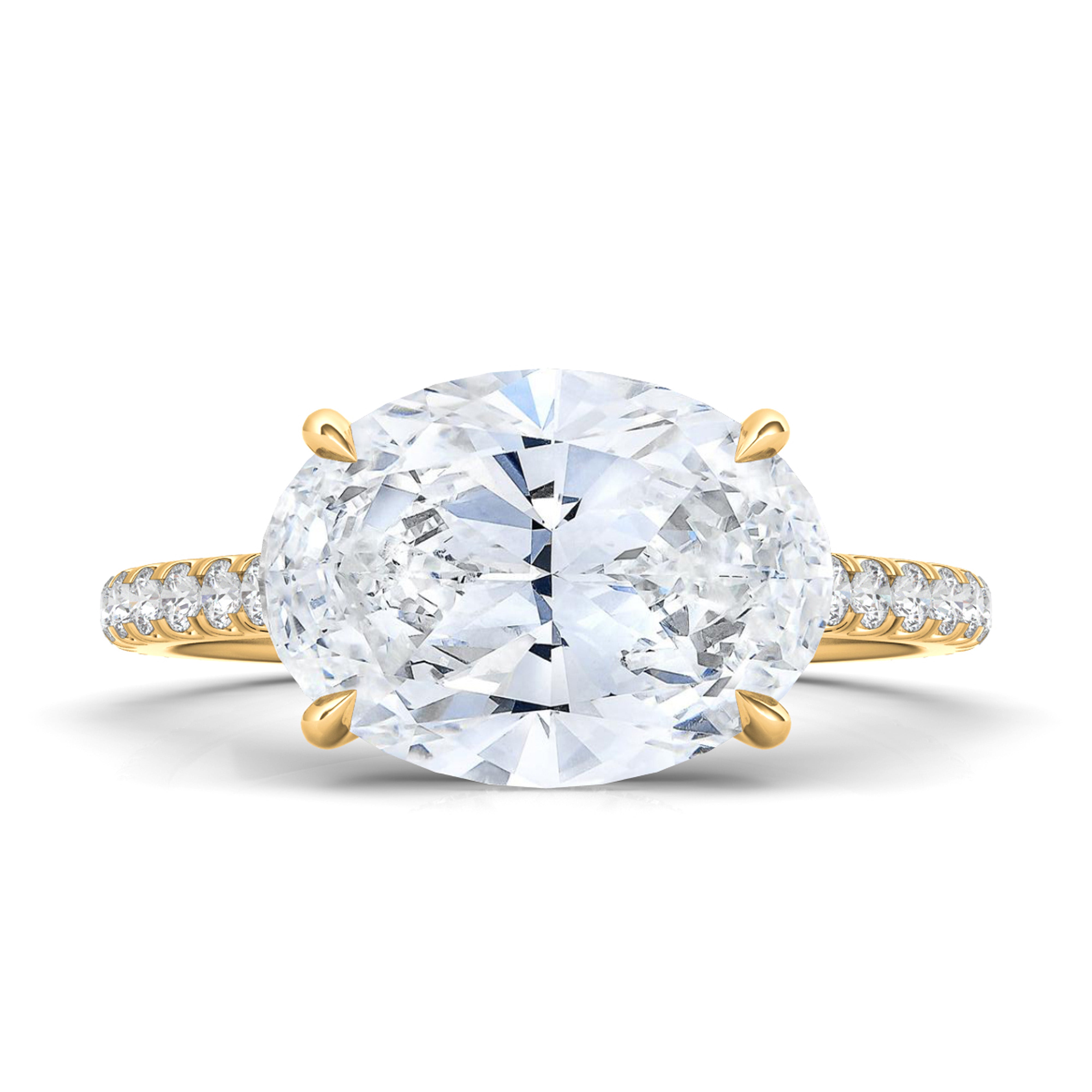 Sideways Oval Cut Pave Diamond Ring | Shop Now