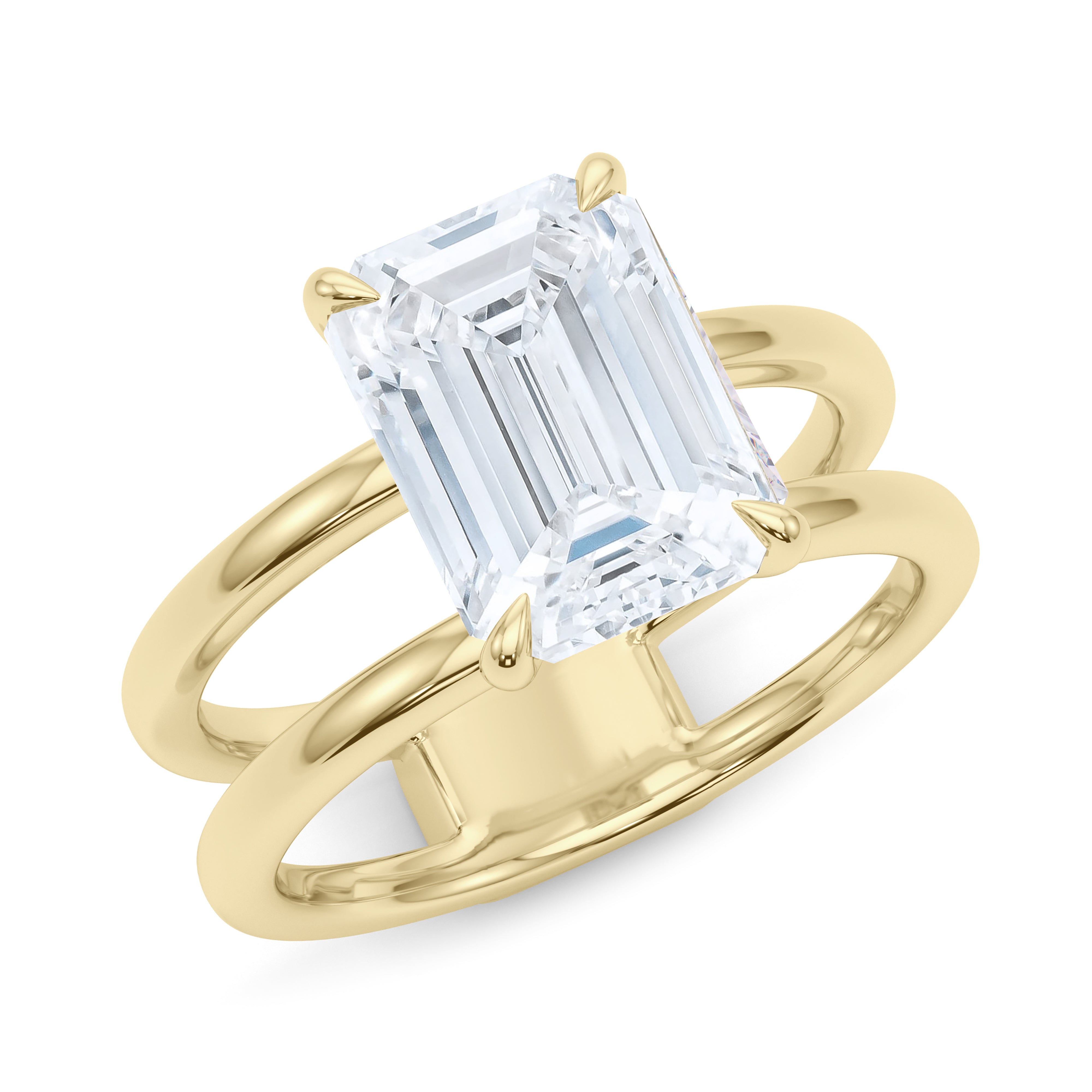 Emerald Cut Diamond Double Band Ring | Shop Now