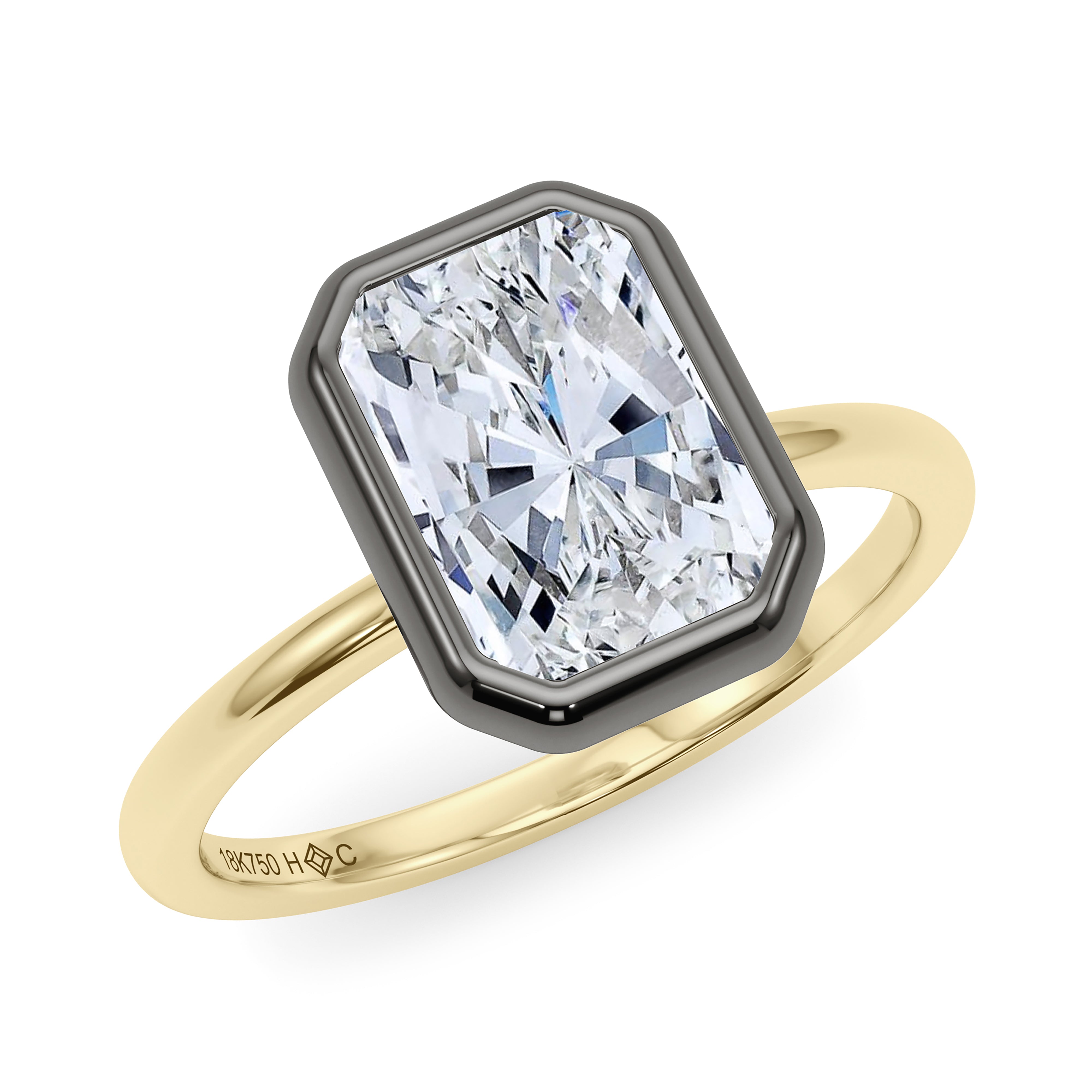 Mixed Metal Bezel Radiant Diamond Ring | Shop Now