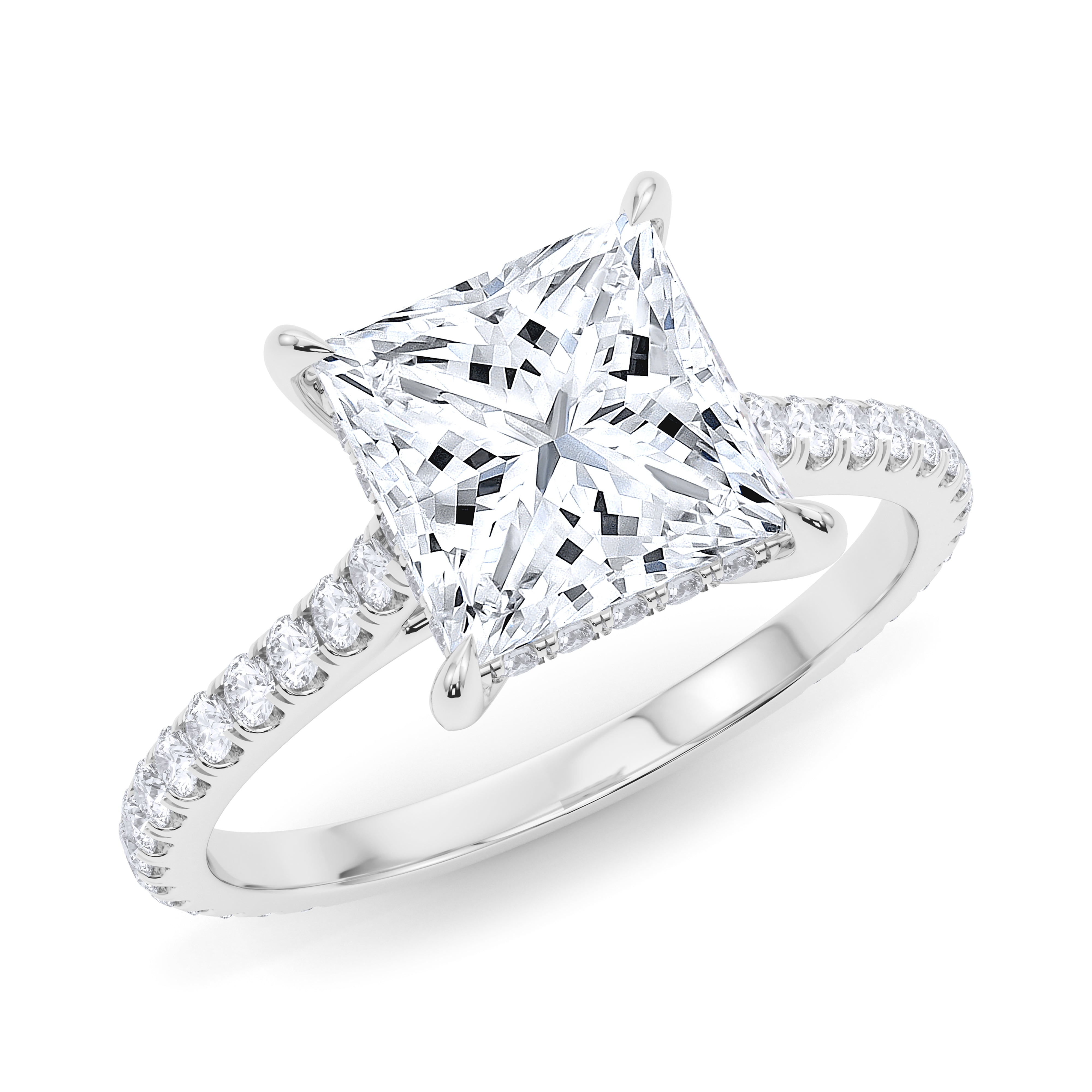 Princess Cut Pave Diamond Ring | Shop Now