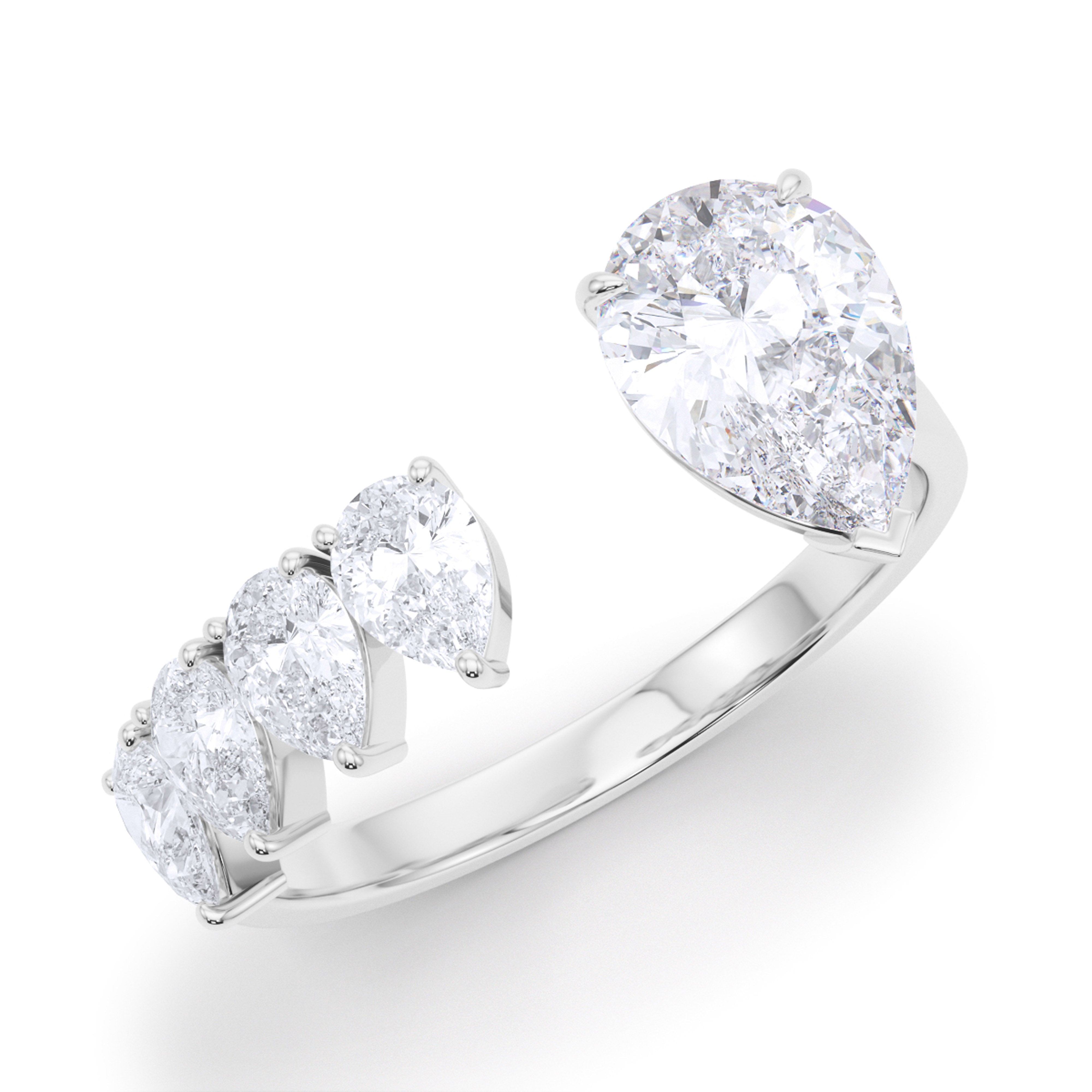Floating Pear Cut Diamond Ring